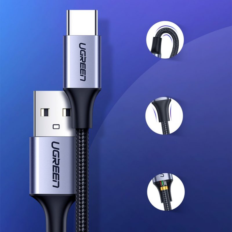 Cáp sạc nhanh USB Type C dài 0,5m Ugreen US288, Hàng chính hãng